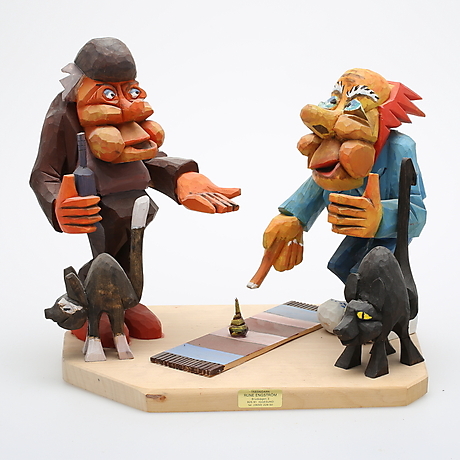 SCULPTURE, wood carving, Rune Engström Iggesund, signed. Art ...