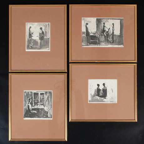 LOUIS BASTIN. ETCHINGS, 4, signed and numbered. Art - Engravings ...