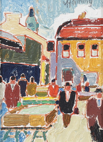 WILHELM HENNING. Göteborgsmotiv, olja på pannå, signerad. Konst ...