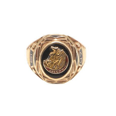 A 1947 10CT GOLD AMERICAN COLLEGE RING - GREENWICH COLLEGE. Jewellery ...