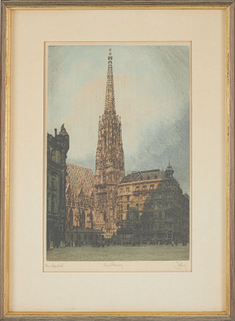 EMIL SINGER (1881-1942). color etching, motif with St. Stephen's ...