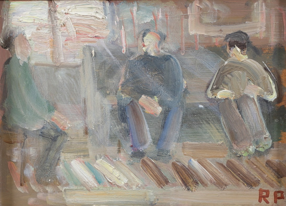 RAGNAR PERSON. Waiting hall, oil on panel, signed. Art - Paintings ...