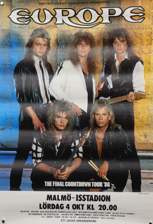 EUROPE, concert poster for The Final Countdown Tour '86, Malmö ...