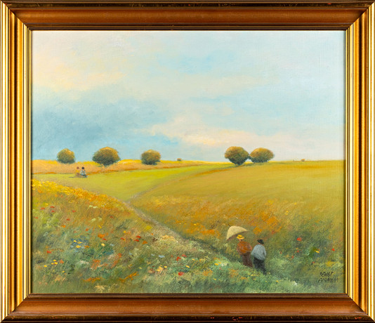BENGT FRANSSON. (född 1935 Östanåbruk), olja på duk, sommarlandskap ...
