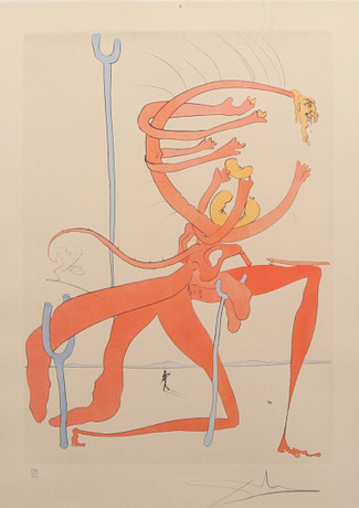SALVADOR DALÍ. Etching, 279/300. Surreal compositon with figure. Signed ...