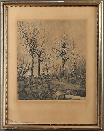 RAGNHILD ENDER. Tree, etching, Norway, first half of the 20th century ...