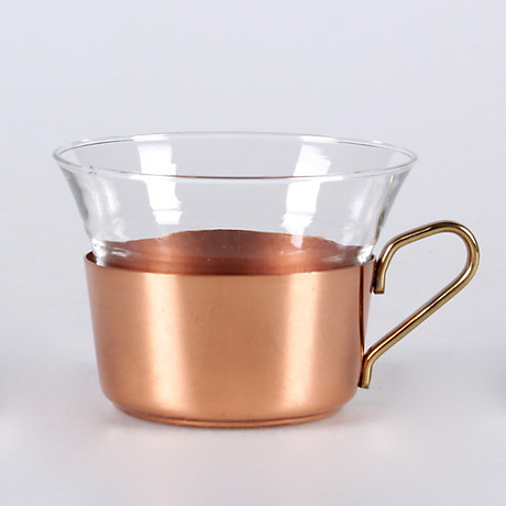 BRICK GLASS, 8 pcs. Glass and copper, Jena glass, Schott Mainz, Germany ...