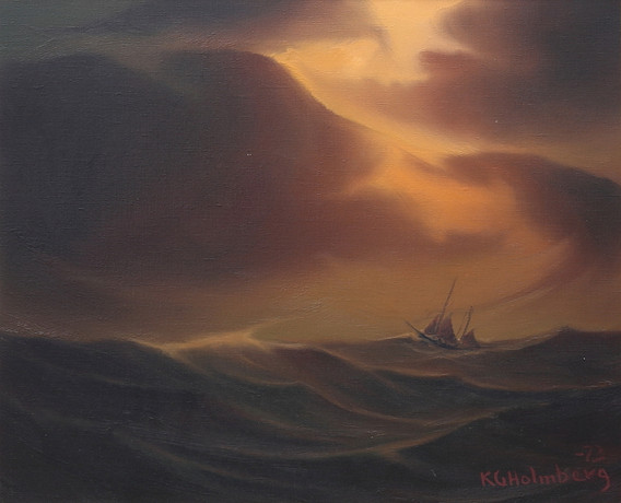 KARL GUSTAV HOLMBERG. Ships in the North Sea. Oil on canvas, signed and dated -73. Art ...