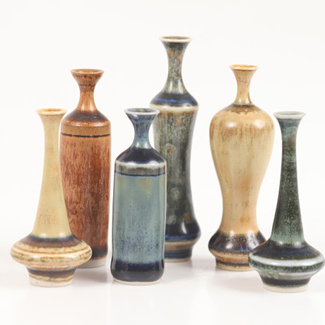 JOHN ANDERSSON. Miniature vases, 6 pieces, ceramic, signed. Ceramics ...