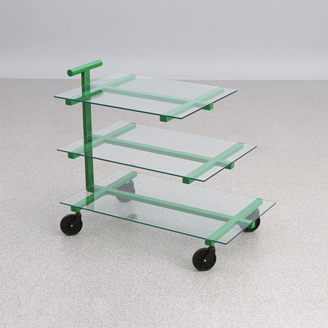 JOSEF FRANK. TEA CART. Lacquered metal with glass shelves. Model 691 ...