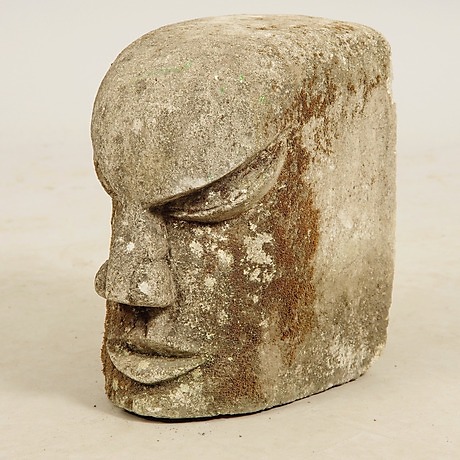 SCULPTURE, face, lava stone. Art - Sculptures & Bronzes - Auctionet