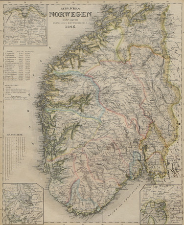 MAP, southern Norway. Drawn by Hauptmann Radefeld, 1845. Books, Maps ...