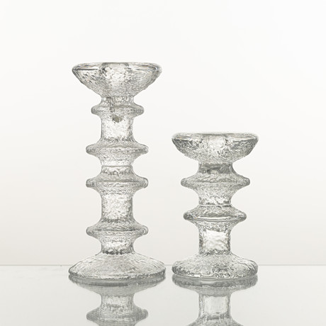 TIMO SARPANEVA. Two 'Festivo' glass candlesticks, Iittala, Finland ...