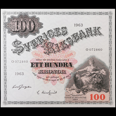 100-KRONORS SEDEL, 1963. Mynt, Medaljer & Frimärken - Övrigt - Auctionet