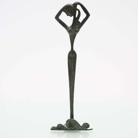 A bronze metal sculpture of a woman posing in art deco style, 20th ...