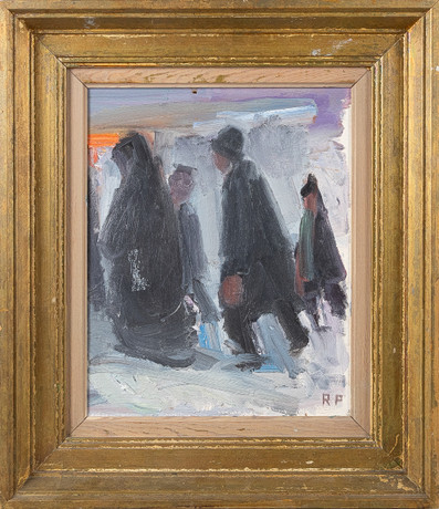 RAGNAR PERSON. Figures in winter motifs, oil on panel. Art - Paintings ...