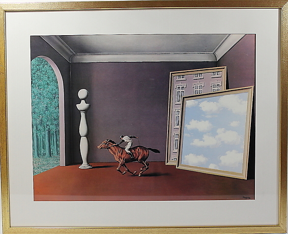 RENÉ MAGRITTE. offset lithograph, surreal composition, signed in the ...