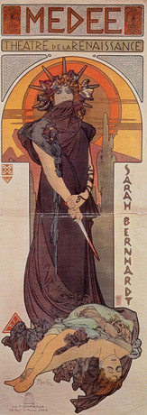 ALPHONSE MUCHA. After. Poster, “Medee”, offset print, signed in print ...