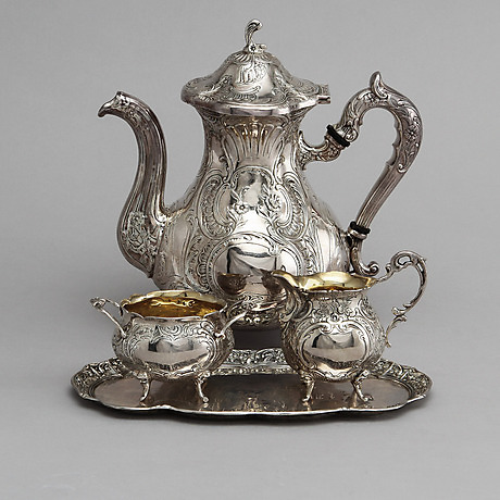 COFFEE SET, 4 parts, silver. Gewe, Malmö 1968-69. Weight about 1500 ...