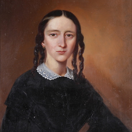 CARL PETER LEHMANN. Oil on plate, a couple, portraits of RO Lindfors ...