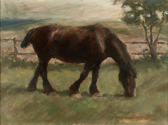 NORA VON SAMSON-HIMMELSTIERNA (1891–1982). Horse in the yard, signed ...
