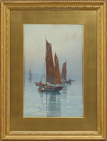 FREDERICK W BAKER. Boats at sea. Watercolor, signed. Art - Paintings ...