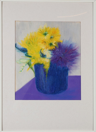 OIDENTIFIERAD KONSTNÄR. Blomsterstilleben, blandteknik, signerad Leppla ...