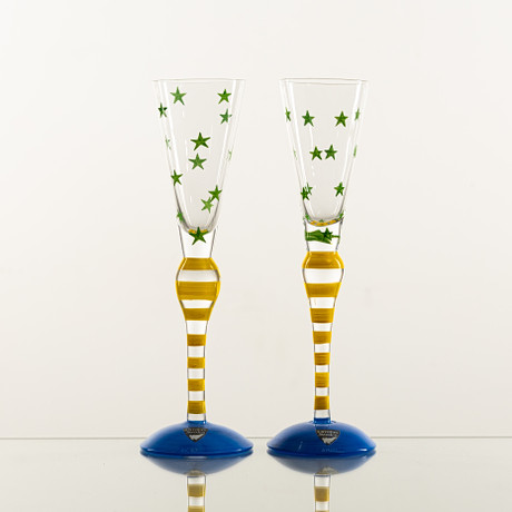 ANNE NILSSON. A pair of “Clown” snapsglas, signed and labelled ...