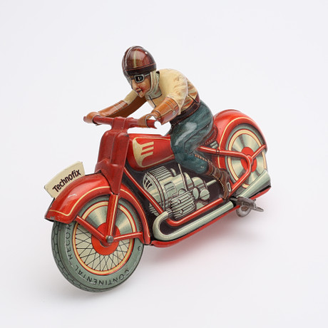 MOTORCYKEL, LITOGRAFERAD PLÅT, TECHNOFIX G.E.258 "FALLING MOTORCYCLIST ...