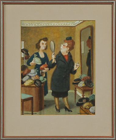 HARALD SKOGSBERG. "Winter hat", watercolour, signed. Art - Paintings ...