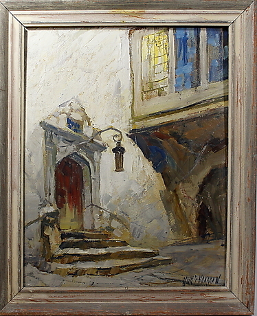 KNUT NORMAN. oil on Board, the stairs, signed. Art - Paintings - Auctionet
