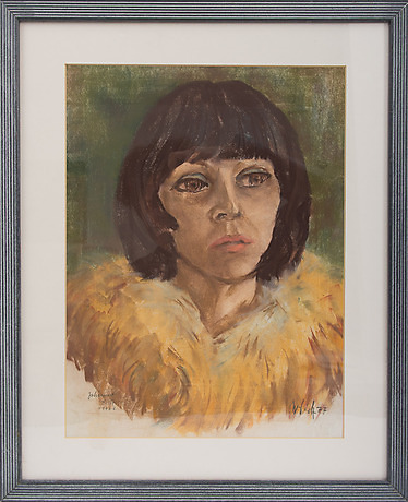 WERNER DIETZ. "Portrait of a woman", watercolour, sign. and that 1977 ...