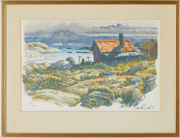 ROLAND SVENSSON (1910-2003). "Erik-Petters bod i Kallskär", signerad ...