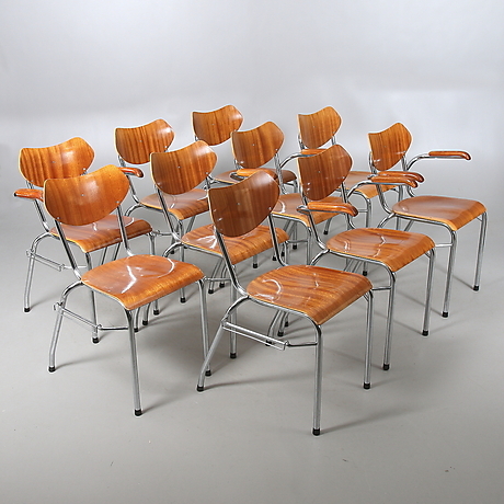 STOLAR, 10 st, 1950/60-tal. Möbler - Fåtöljer & Stolar - Auctionet