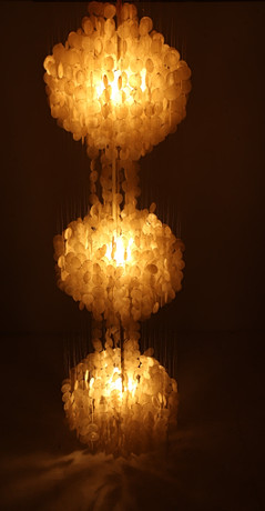 VERNER PANTON. HANS ART. Stor snäckskallampa/pärltaklampa från 80-talet ...