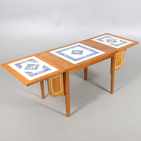 FLOOR TABLE, oak, tiles with decoration by Carl-Johan Eriksson, S:t ...