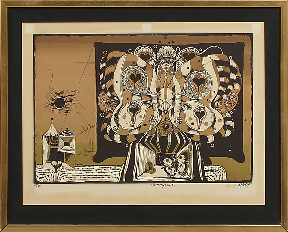 ARDY STRUWER. color lithograph, "Butterfly house", signed and numbered ...