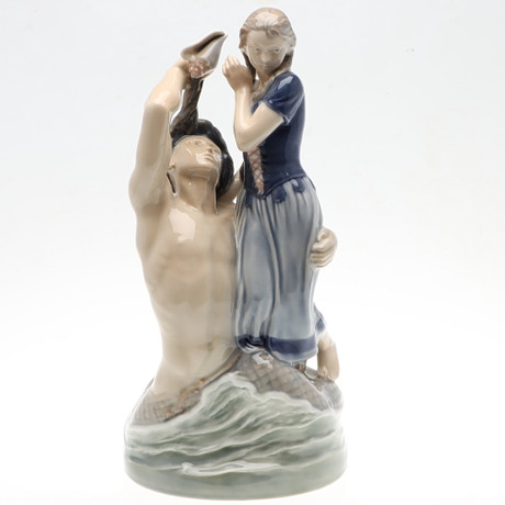 HOLGER CHRISTENSEN. Skulptur, "Agnete og Havmanden", porslin, Royal ...