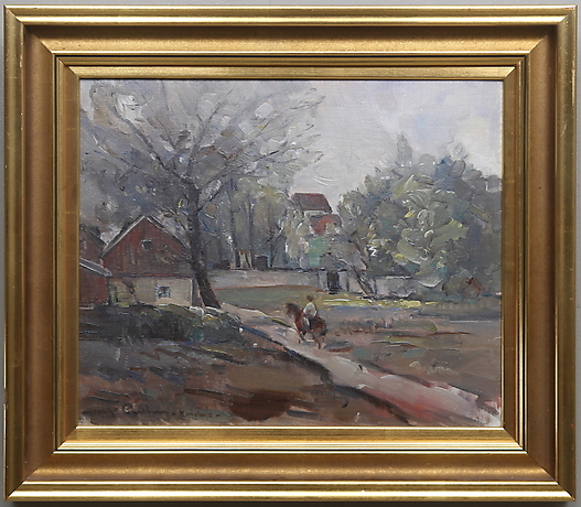 HUGO CARLBERG. "Knutstorp". Oil on Board, signed. Art - Paintings ...