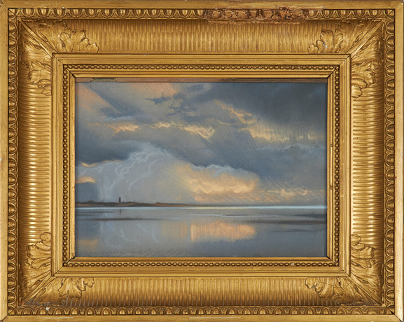 ALFRED BACHMANN (1863-1956). "Aprilabend", pastell på pannå, signerad ...