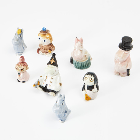 SIGNE HAMMARSTEN (1882-1970). A set of 8 ceramic figurines, “Moomin ...