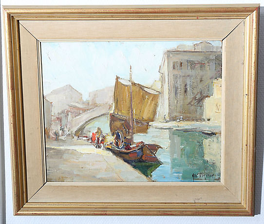 KNUT NORMAN. Oil on Board, Canal journey in Southern Europe, signed ...