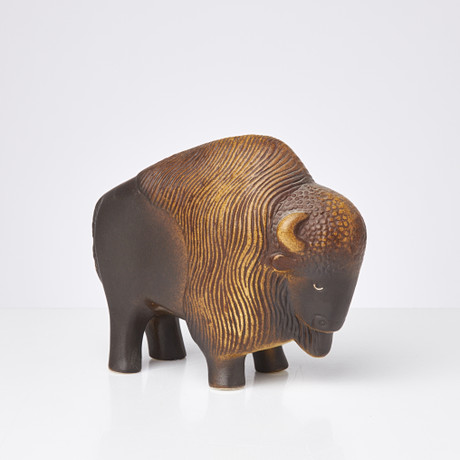 LISA LARSON. Figurine, Visent, stoneware, endangered animals ...