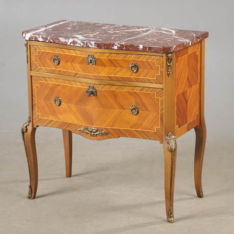 Kommode OF DRAWERS, 2-türig, Mahagoni mit Steinplatte, Rokoko-Stil ...