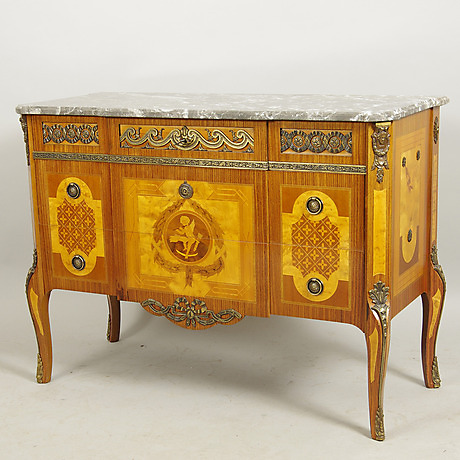 Chest of drawers, mahogany/intarsia/bronze, Gustavian style. Furniture ...