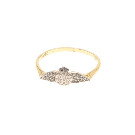 AN 18CT GOLD AND DIAMOND RAF WINGS RING. Jewellery & Gemstones - Rings ...
