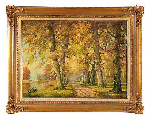 WILLY HANFT. Sunlit autumnal avenue. Art - Paintings - Auctionet