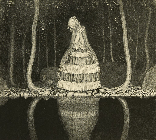 JOHN BAUER (Sverige, 1882-1918), "Hon gick fram till vattnet och lutade ...