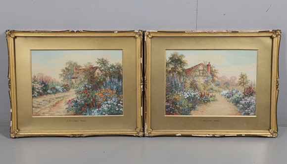 JOSEPH HALFORD ROSS (1866-C.1909). COTTAGE GARDEN SCENES. Art ...
