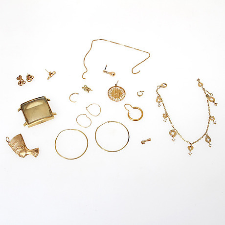 GOLD, jewelry etc. 14 parts. Total weight 26.2 g. Jewellery & Gemstones ...